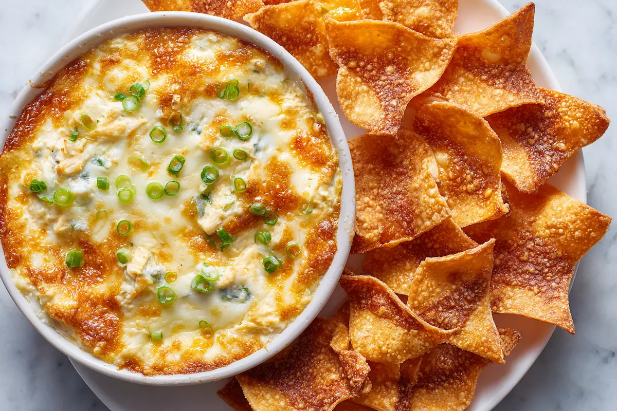 Creamy Crab Rangoon Dip With Crispy Wonton Chips | Notedrecipes.net